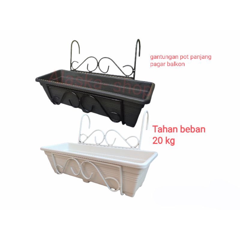 Jual gantungan pot panjang besi balkon rak pot bunga gantung pagar ...