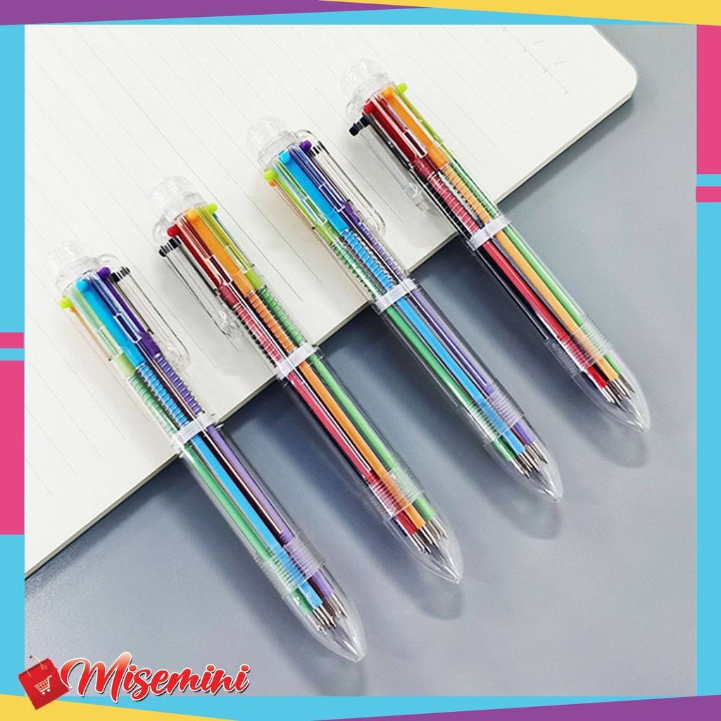 Jual Pulpen 6 Warna Transparan Pena Ballpont Pen Six-in-One Color ...