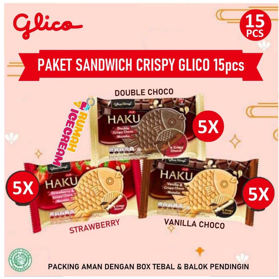 Jual Paket Es Krim Sandwich Crispy Haku Glico 15pcs | Shopee Indonesia