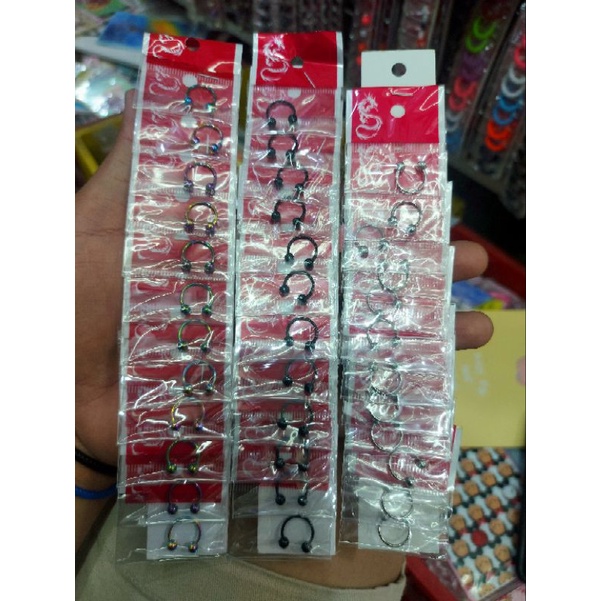 Jual Anting Rodium barbel Tapak Kuda / Rosi Lusinan Isi 12pcs | Shopee ...