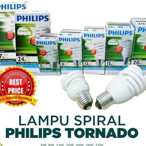 Jual Lampu Spiral Philips Tornado 5W 8W 12W 15W 20W 24W 27W | Shopee Indonesia