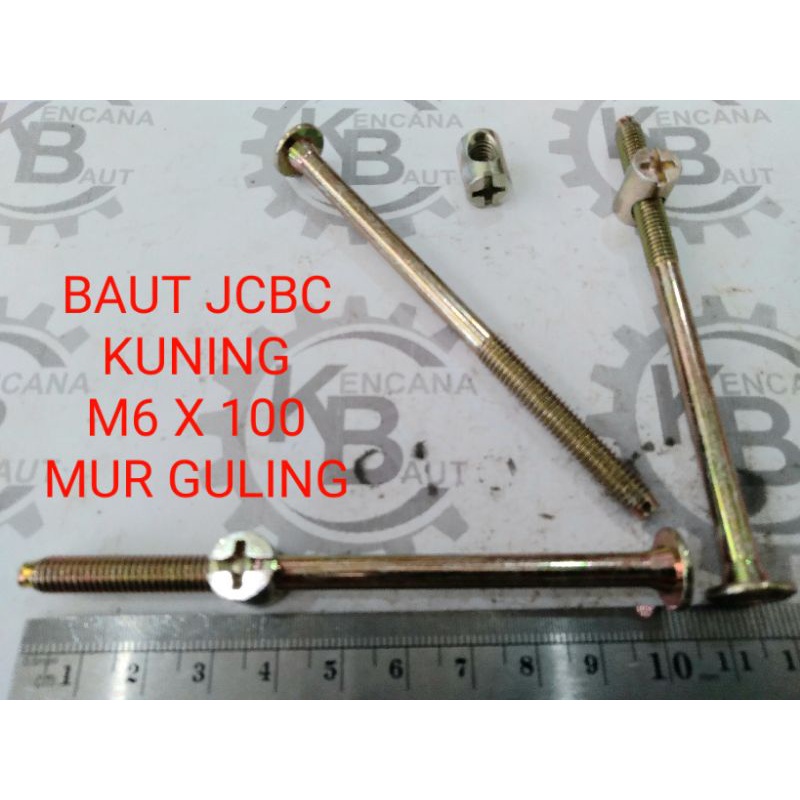 Jual 1 SET BAUT JCBC M6 X 100 KUNING + MUR GULING / PALU / BAUT DIPAN ...
