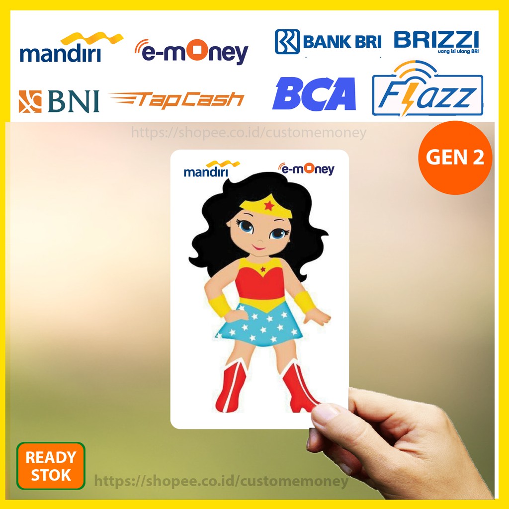 Jual KARTU EMONEY SUPERHERO WONDER WOMAN ANIME 8 ETOLL MANDIRI FLAZZ ...