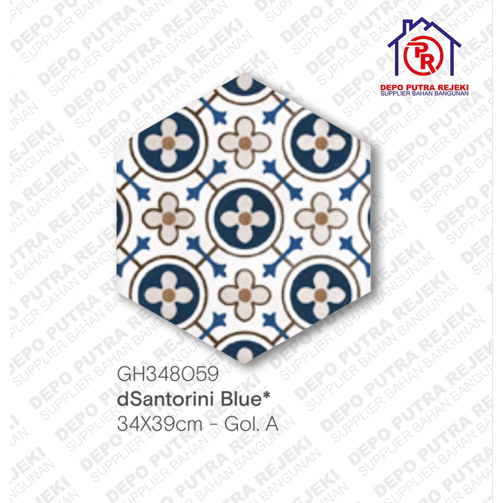 Jual KERAMIK ROMAN HEXAGONAL - SEGI ENAM - DSANTORINI BLUE | Shopee Indonesia