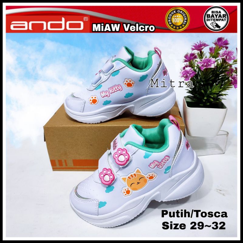 Jual Sepatu Sekolah Sneakers Sport Anak Perempuan Ando Magical Flower Velcro Tempel Perekat Asli ...