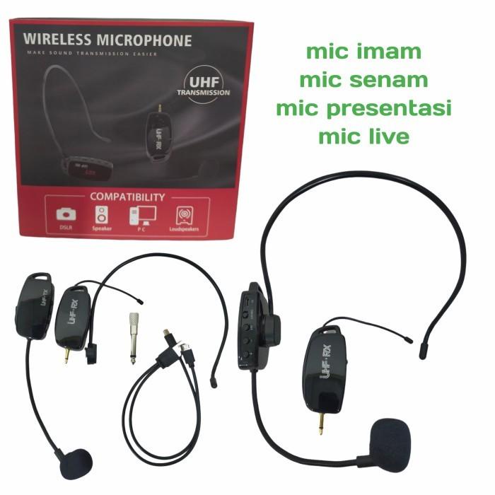 Jual mic imam bando LCF UHF Wireless Microphone Headset Mini Portable 50 M | Shopee Indonesia