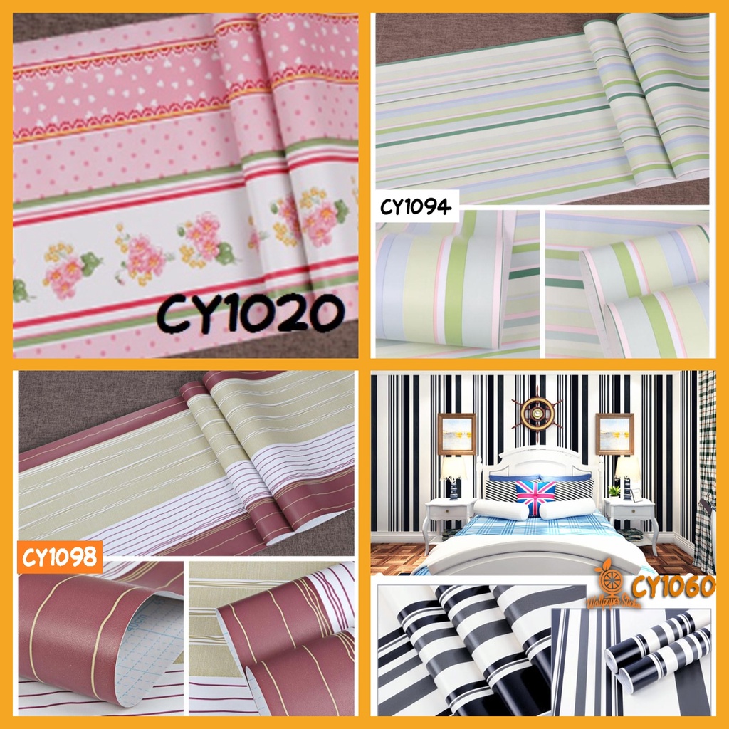 Jual Wallpaper Stiker Dinding Salur Garis Ukuran 45cm X8m Wallpaper Salur Pink Hitam Biru ...