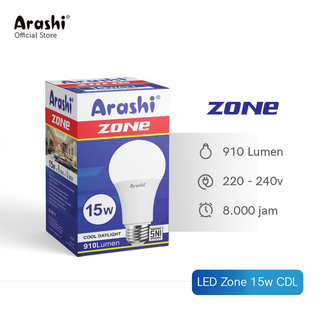 Jual Arashi Lampu LED ZONE 15watt CDL Cahaya Putih | Shopee Indonesia