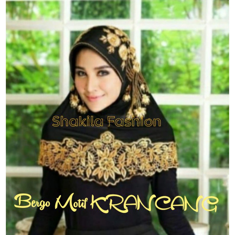 Jual BERGO MOTIF KRANCANG PADANG //JILBAB MOTIF KRANCANG + PAYET.(REAL ...