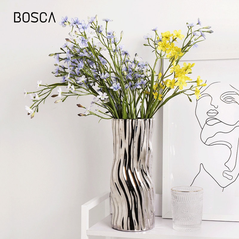 Jual Bosca Living - Water Ripple Silver Vase Ceramic / Vas Bunga Silver ...