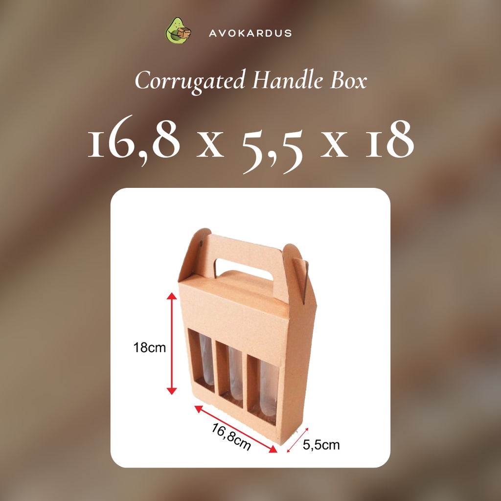 Jual Kardus Corrugated Die Cut 16,8x5,5x18 Handle Box Kotak Dus Botol ...