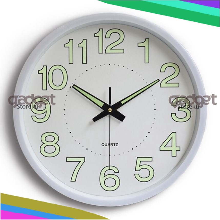 Jual Jam Dinding Minimalis Bulat Quartz Nyala Dalam Gelap Design ...