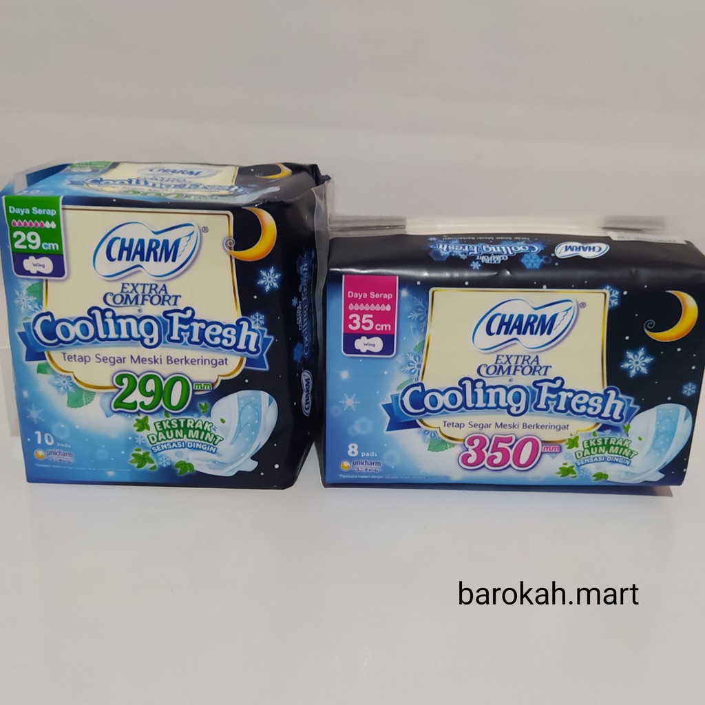 Jual Charm Extra Comfort Cooling Fresh Night Pembalut Wing 29 cm, 35 cm ...