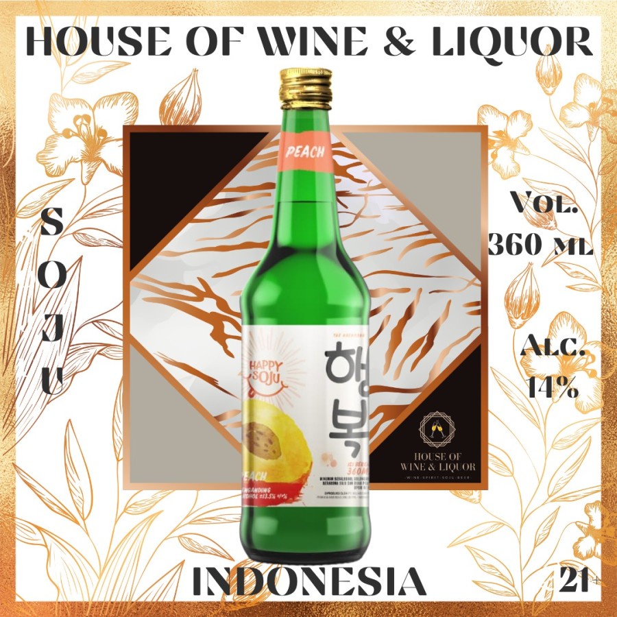 Jual Happy Soju Peach 360 ML Minuman Alkohol Rasa Peach | Shopee Indonesia