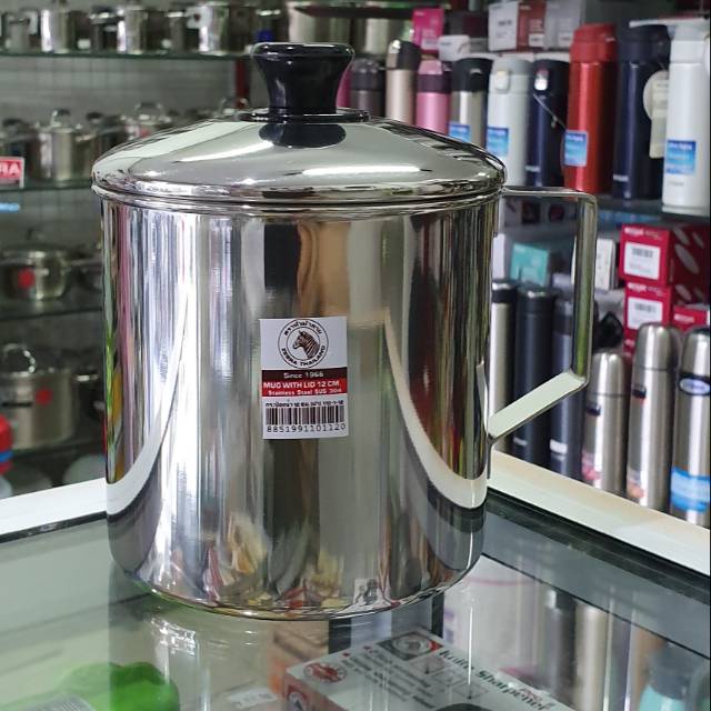 Jual 110112 Mug D12cm w/lid, Zebra made in Thailand, SUS 304 | Shopee ...