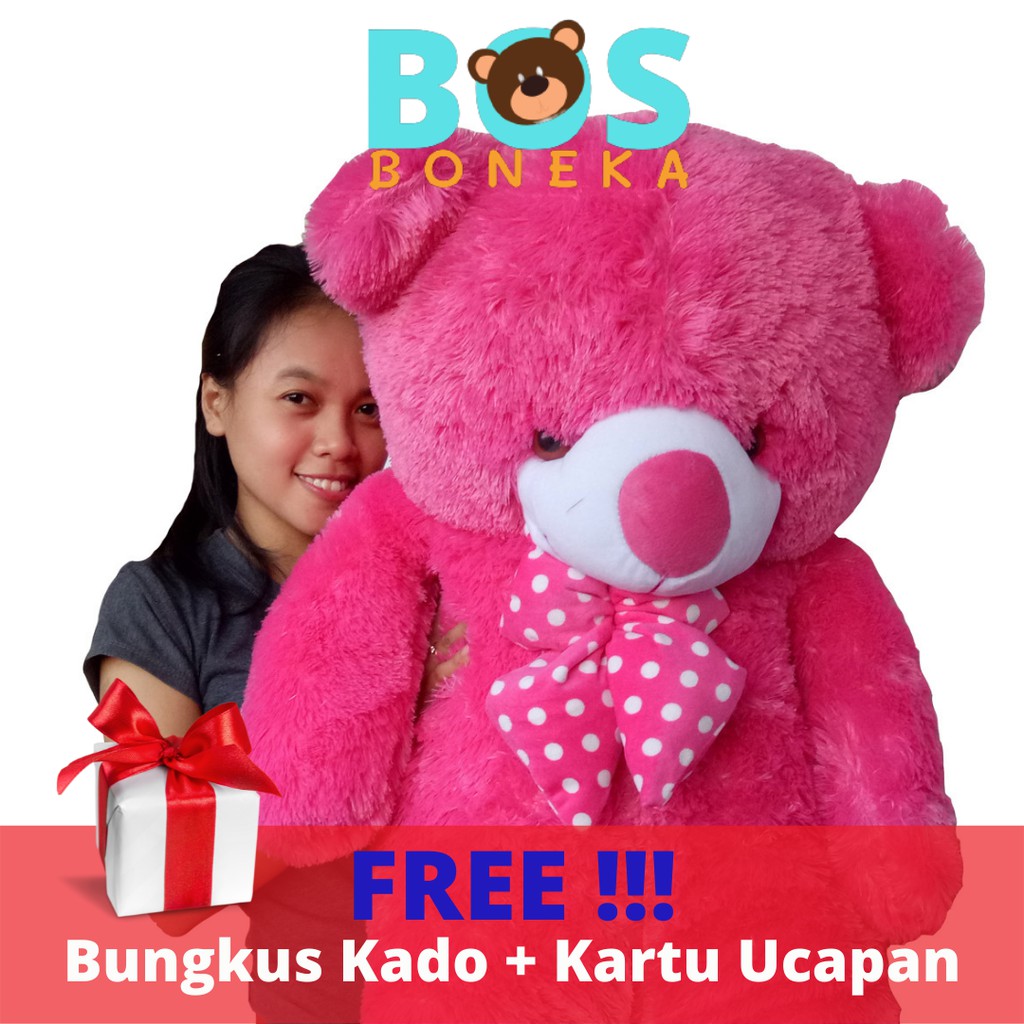 Jual Boneka Beruang Teddy Bear Jumbo EL Biru 10 Warna FREE Bungkus Kado ...