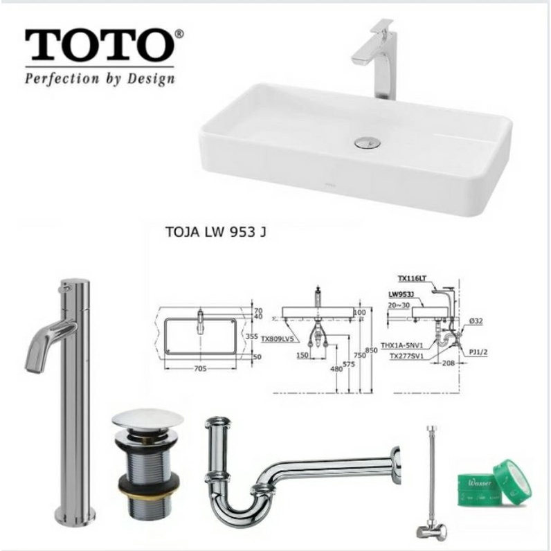 Jual Wastafel TOTO LW953J W/F Comp Set Kran Dingin ( TX123LESN ...