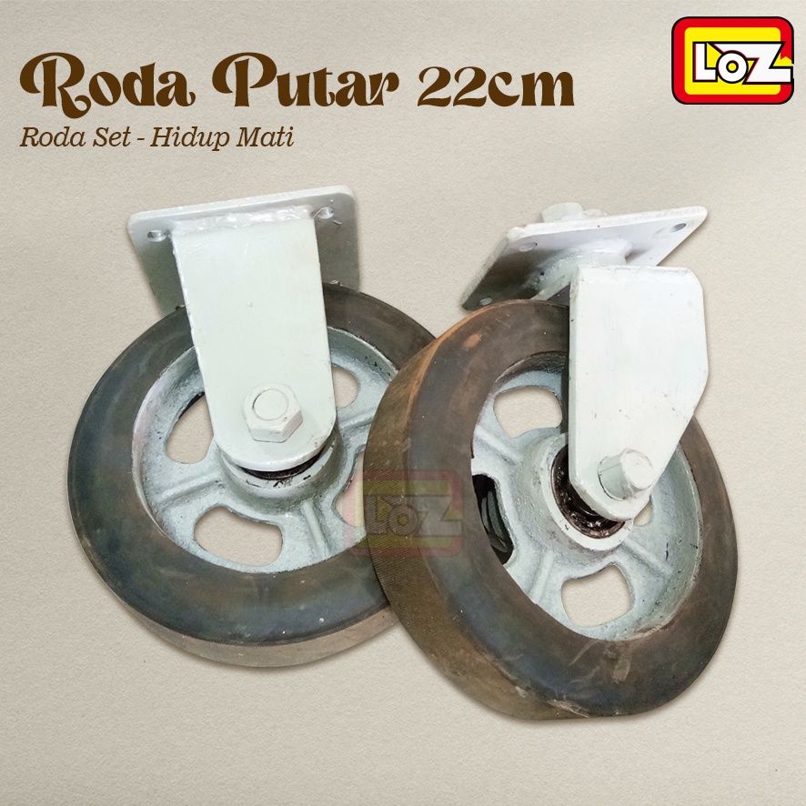 Jual Roda Putar Set Roda Hidup Mati Roda Troli Gerobak 22cm Shopee Indonesia