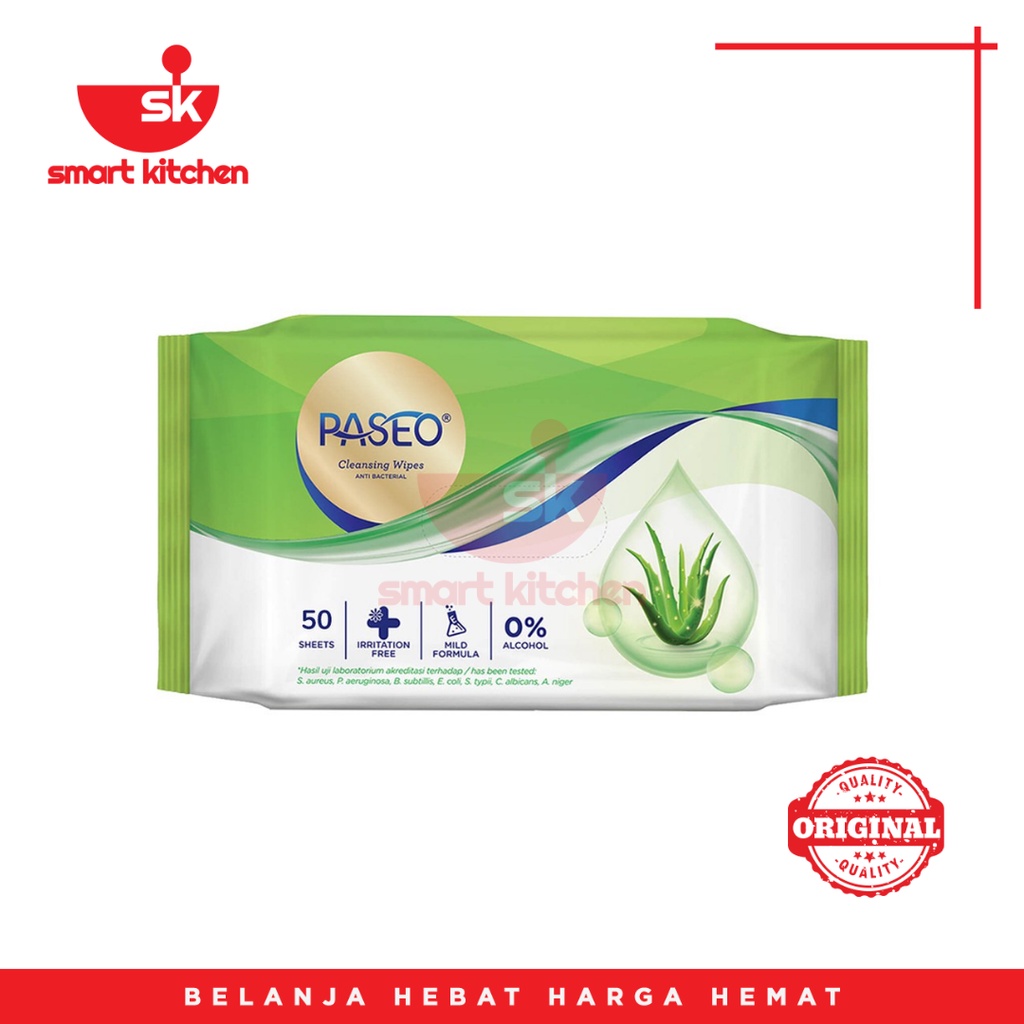 Jual TISSUE PASEO ANTI BACTERIAL WET WIPES 50S | Shopee Indonesia