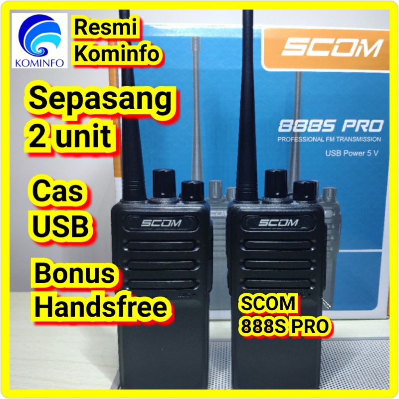 Jual HT SCOM 888s PRO (1 box isi 2 HT) batterai 3000 mah Power 5 watt UHF resmi postel kominfo ...