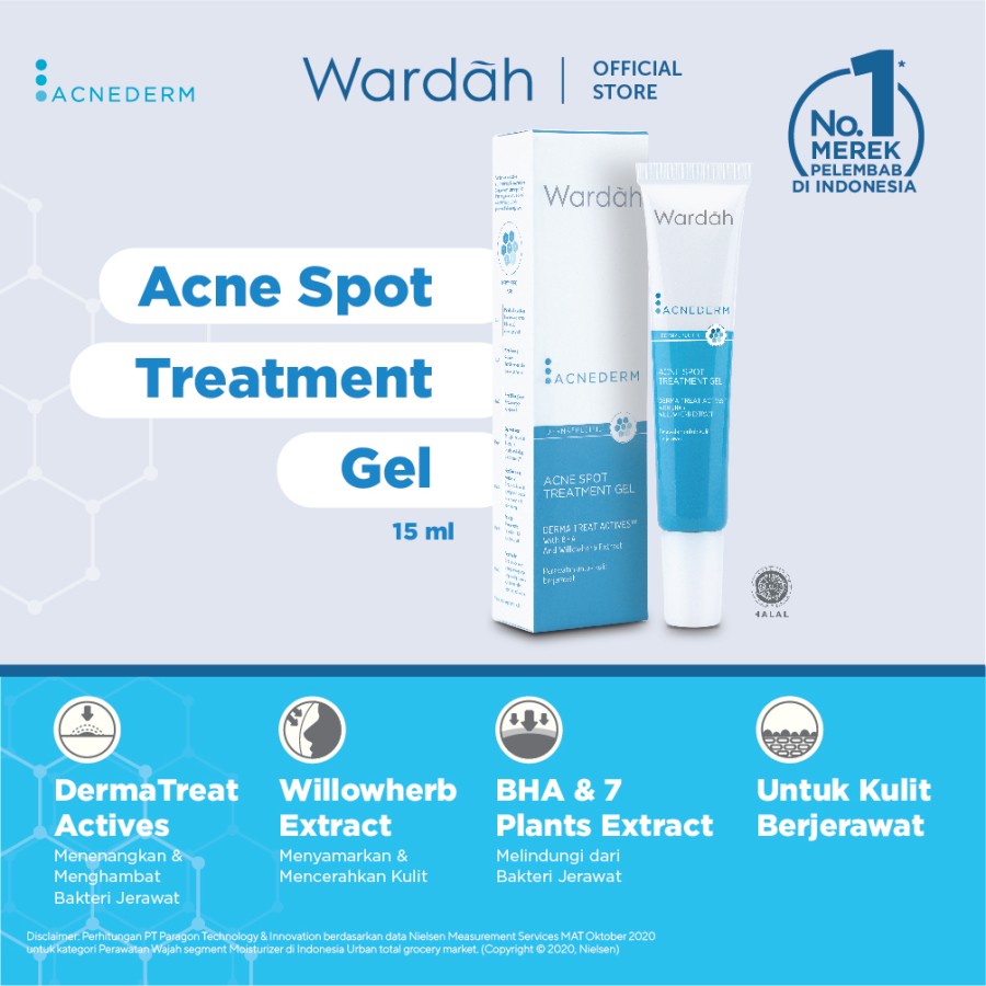 Jual Wardah Acnederm Acne Spot Treatment Gel 15ml | Shopee Indonesia
