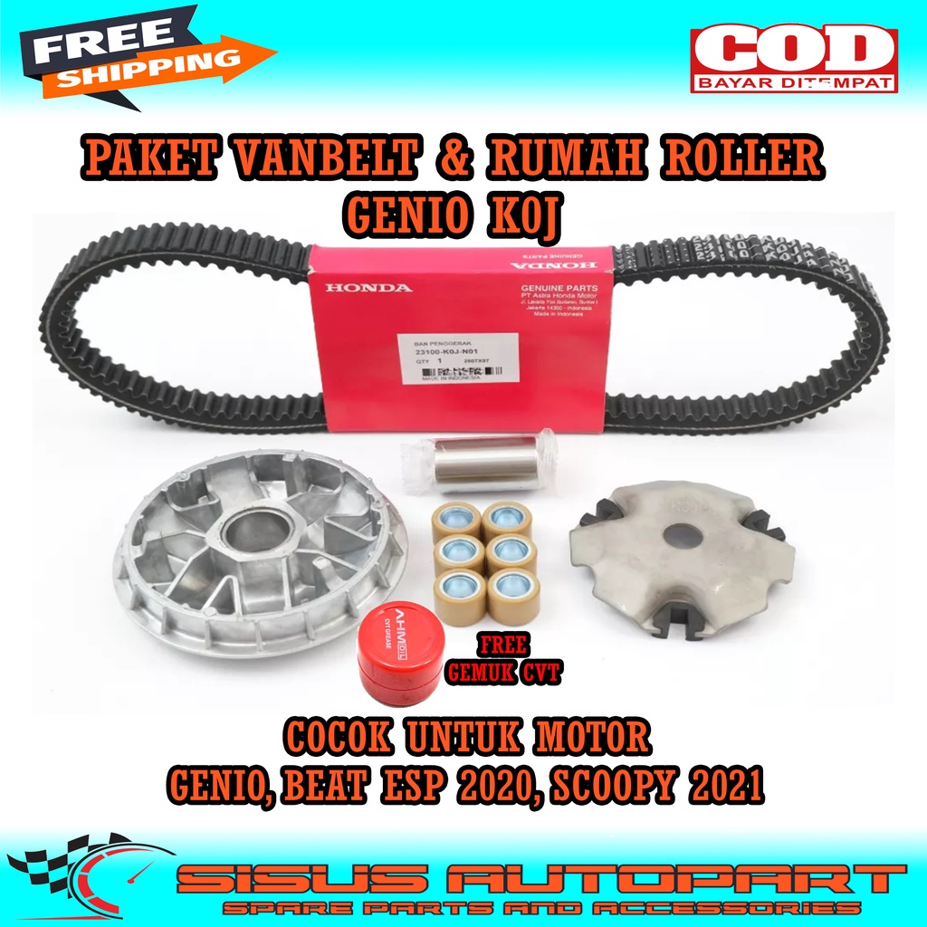 Jual PAKET VANBELT DAN RUMAH ROLLER ASSY GENIO BEAT NEW 2020 SCOOPY ESP ...