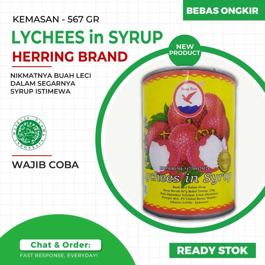 Jual LYCHEE CAN II BUAH LECI KALENG II LYCHEE IN SYRUP HERRING BRAND ...
