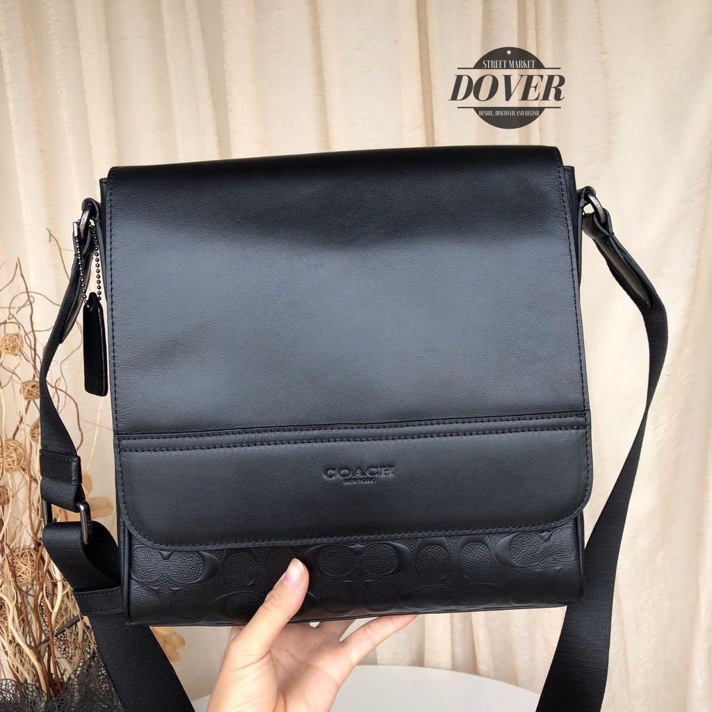 Jual Coach Houston Map Leather Bag in Signature Canvas Black Embosse ...