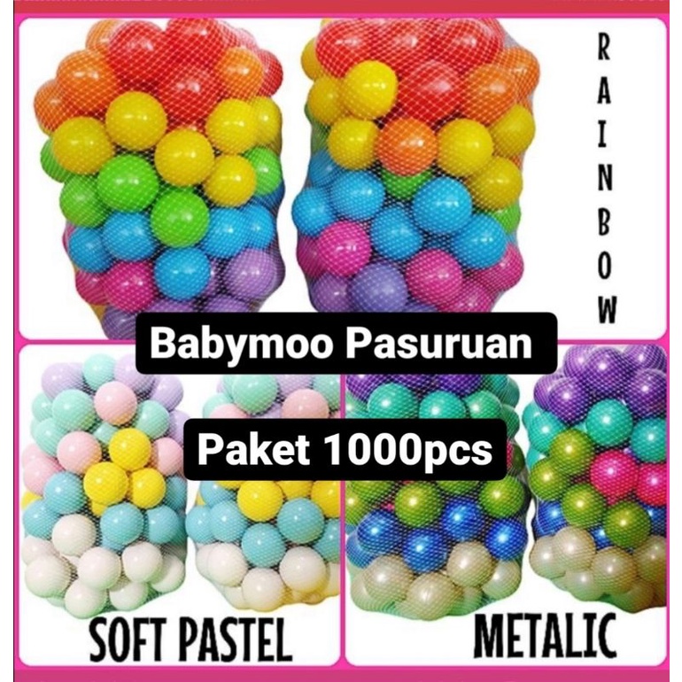 Jual Bola Mandi Bola PREMIUM isi 500pcs (Pastel, Metalik, Pelangi ...