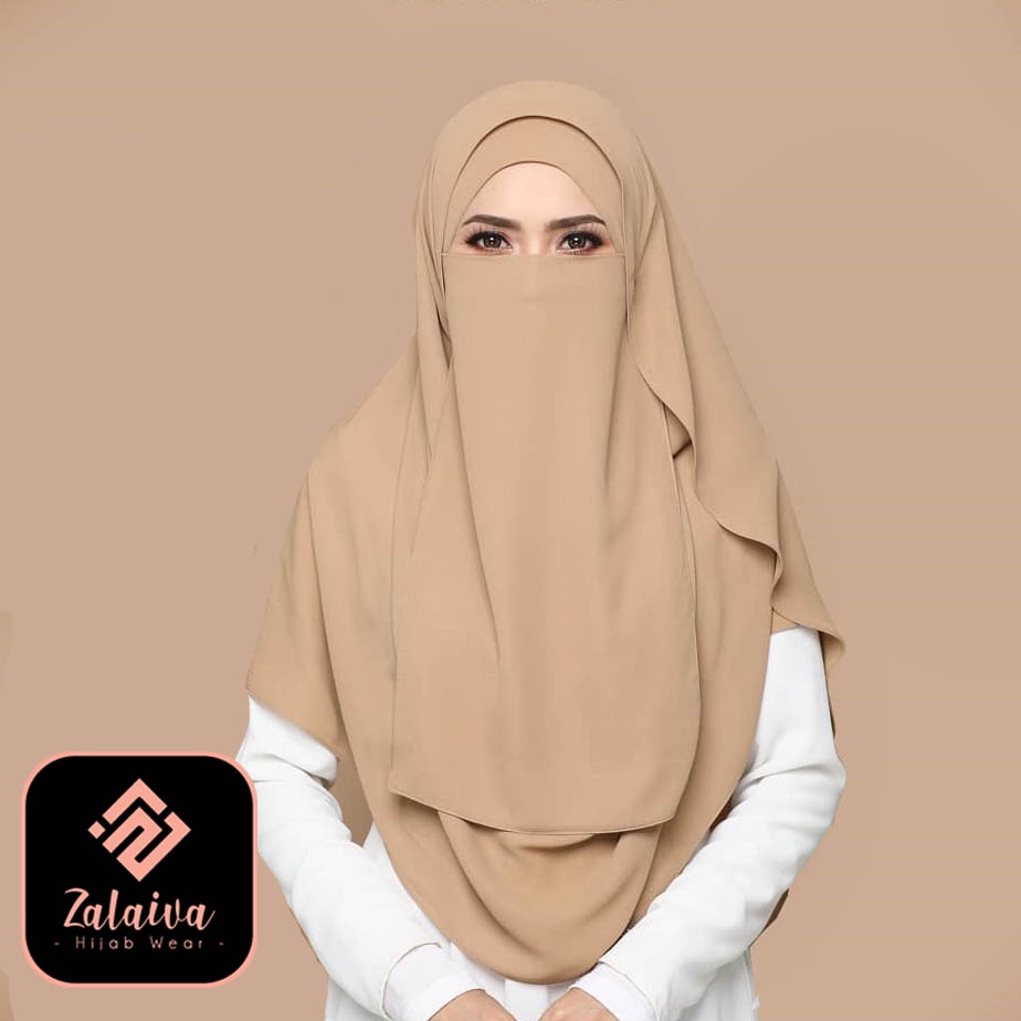 Jual Niqab Putih Cadar Tali 2 Layer ZALAIVA / Niqob Tanpa Jahitan Bawah Mata Niqop Tali Purdah ...