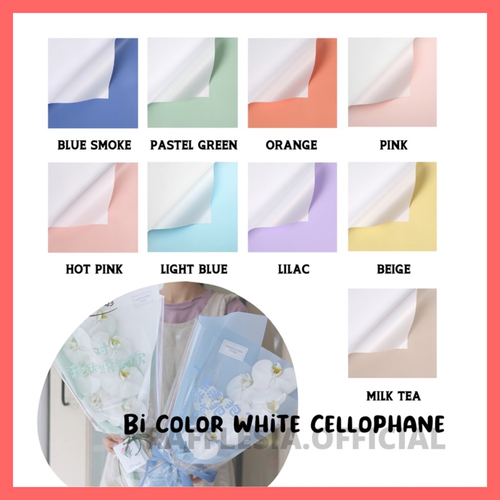 Jual [5 LEMBAR] Flower Wrapping Paper Bi Color White Putih Cellophane ...