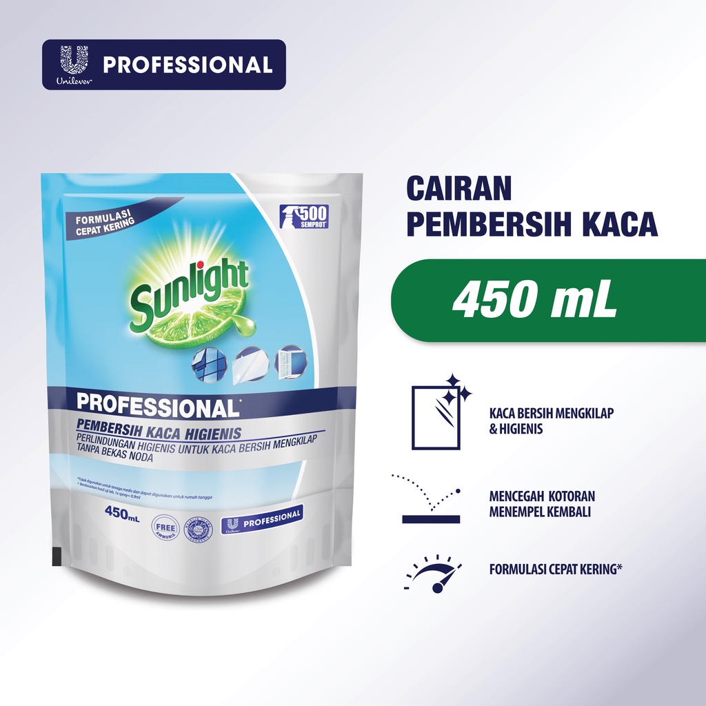Jual Sunlight Professional Pembersih Kaca Higienis 450 Ml Pouch ...