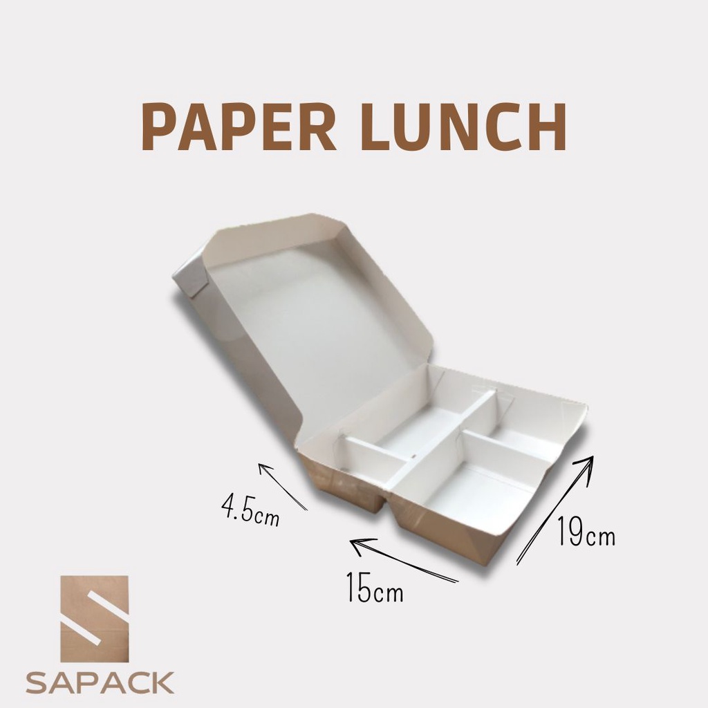 Jual PAPER LUNCH BOX SEKAT 4 / BENTO BOX SEKAT 4 FOOD GRADE KEMASAN ...