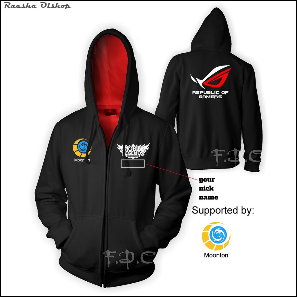 Jual Jaket MOBILE LEGENDS Republik Of Gamers Zipper Hitam All Size/Big ...