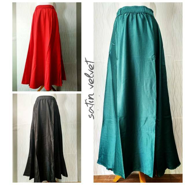 Jual Rok satin velvet/ rok lebar/ rok panjang/ bawahan muslim | Shopee ...