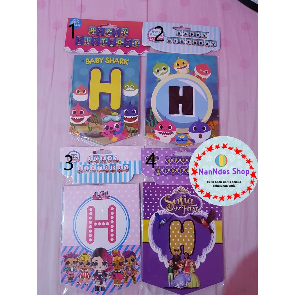 Jual Banner Happy Birthday Anak Karakter Kecil / Bunting Flag HBD Ultah ...