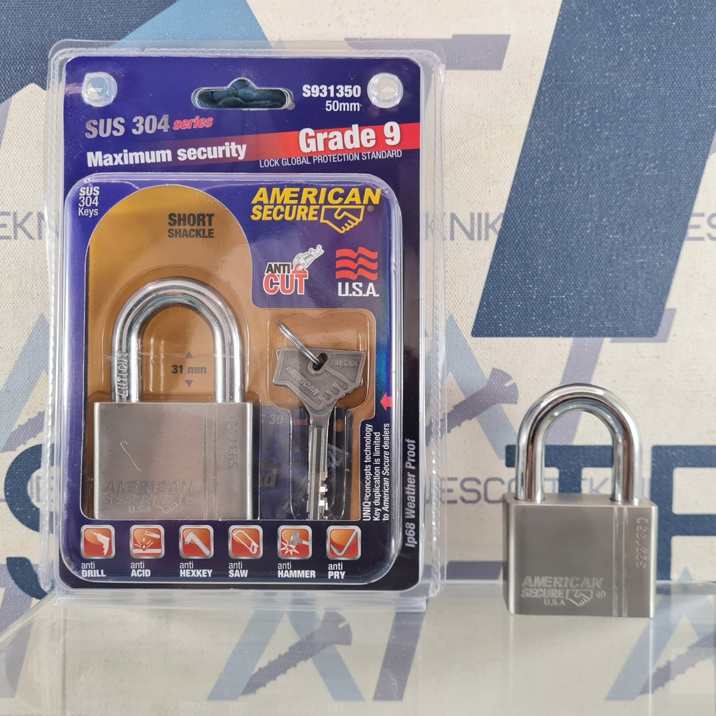 Jual AMERICAN SECURE GEMBOK 50MM STAINLESS STEEL SUS304 | Shopee Indonesia