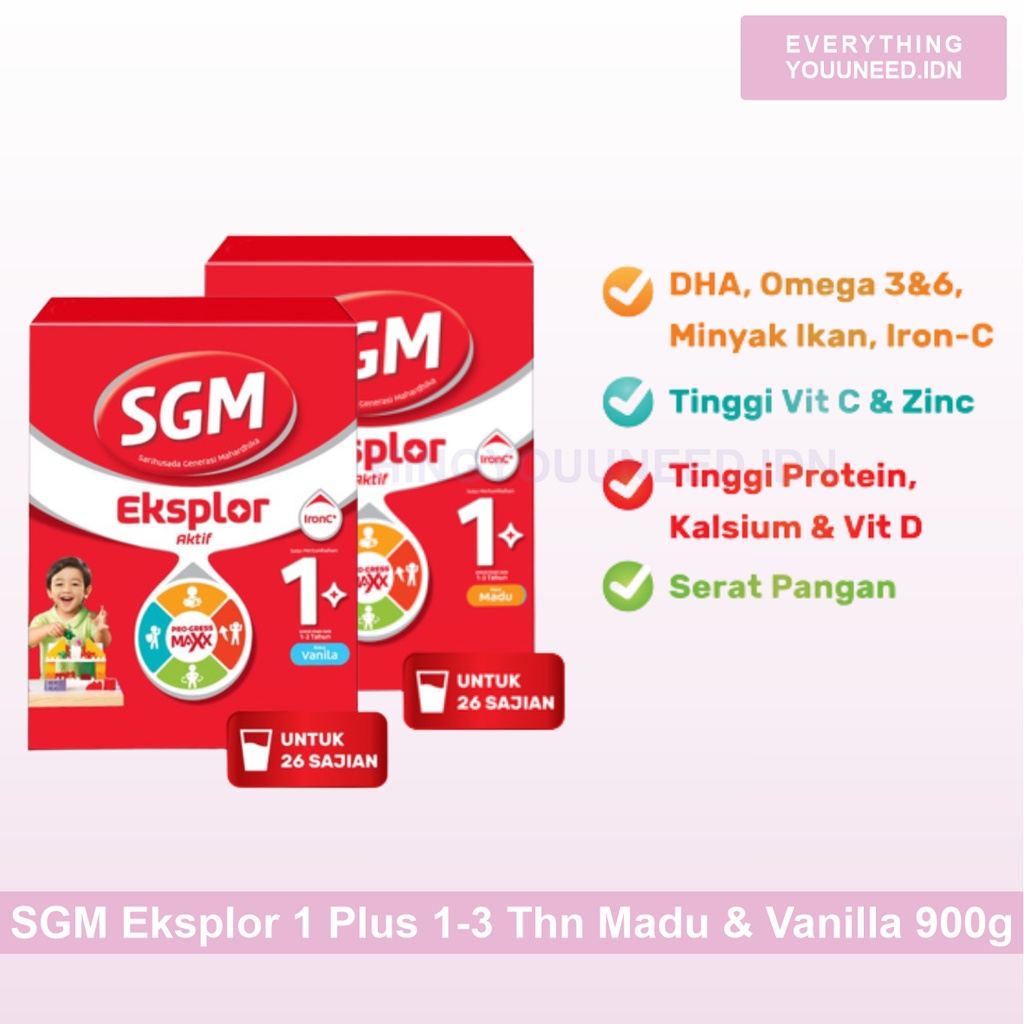 Jual SGM Eksplor 1 Plus Susu Pertumbuhan 1-3 Thn Madu & Vanilla 900g ...