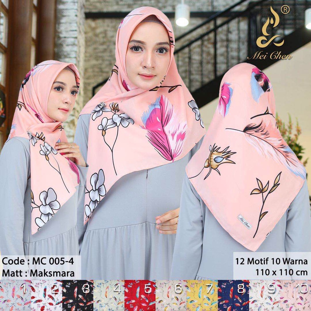 Jual Jilbab Segiempat Segi Empat Maxmara Satin Pesta Motif Square Ori Mei Chen MC 005 - 4 ...