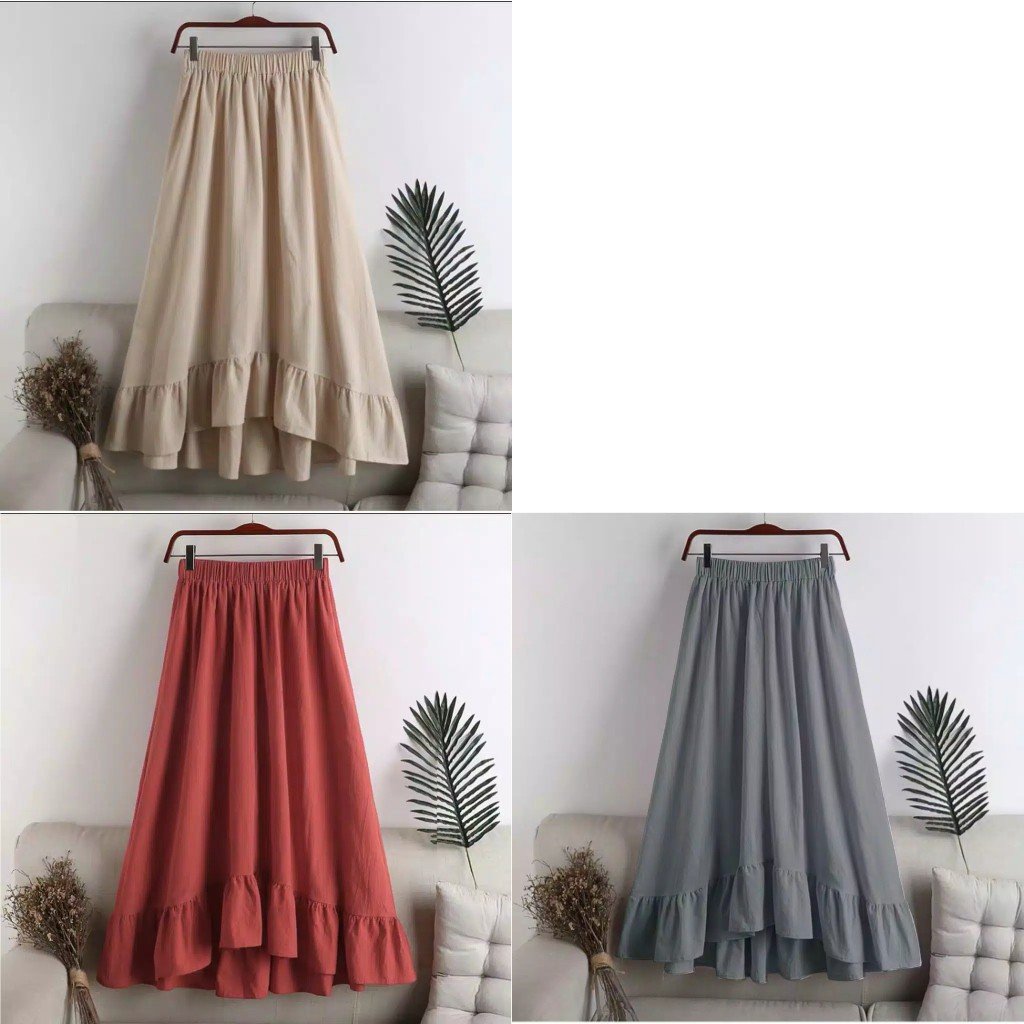 Jual Rok linen / rok panjang / rok wanita remurah / rok kekinian / rok ...