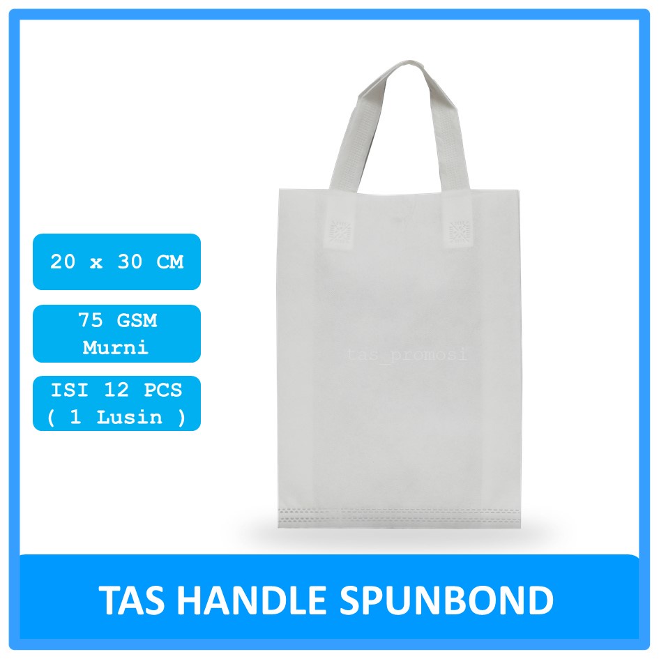 Jual Goodie bag Spunbond Handle 20x30 Putih Satuan / Tas Spunbond Polos ...
