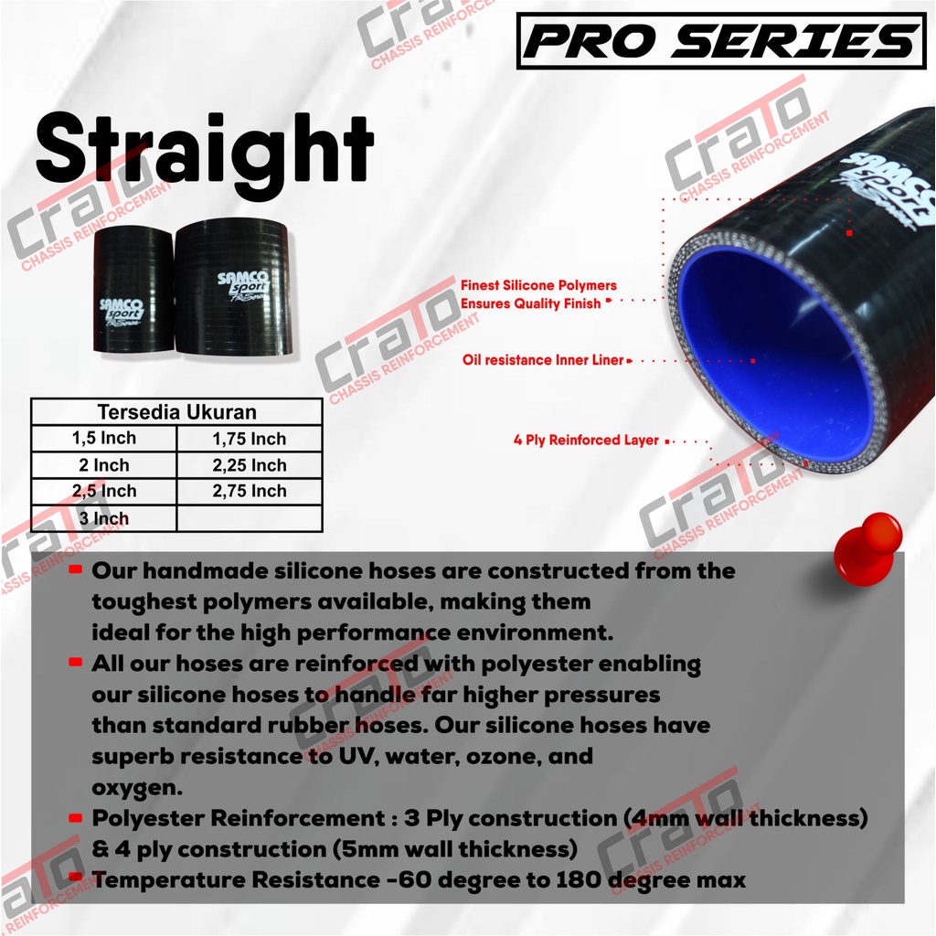 Jual Selang Silicone Hose Samco PRO SERIES STRAIGHT 1,5 / 1,75 / 2 / 2 ...