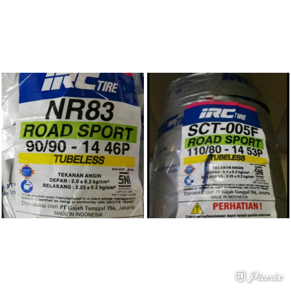 Jual BAN 90 90 14 DAN 110 80 14 IRC TUBELESS PAKET BONUS PENTIL Terbaik | Shopee Indonesia