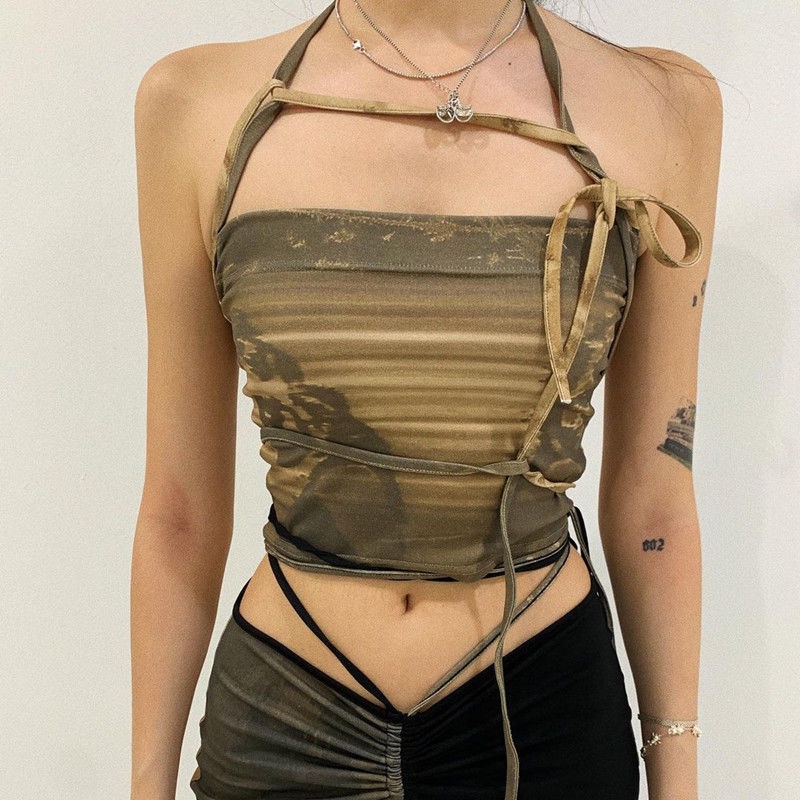 Jual Jens Mesh Halter Neck Vest Tank Top Korset Tube Camisole