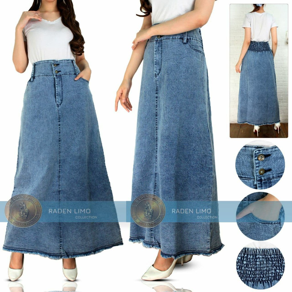 Jual Rok Jeans Panjang Rawis Rumbai Street Tebal | Shopee Indonesia