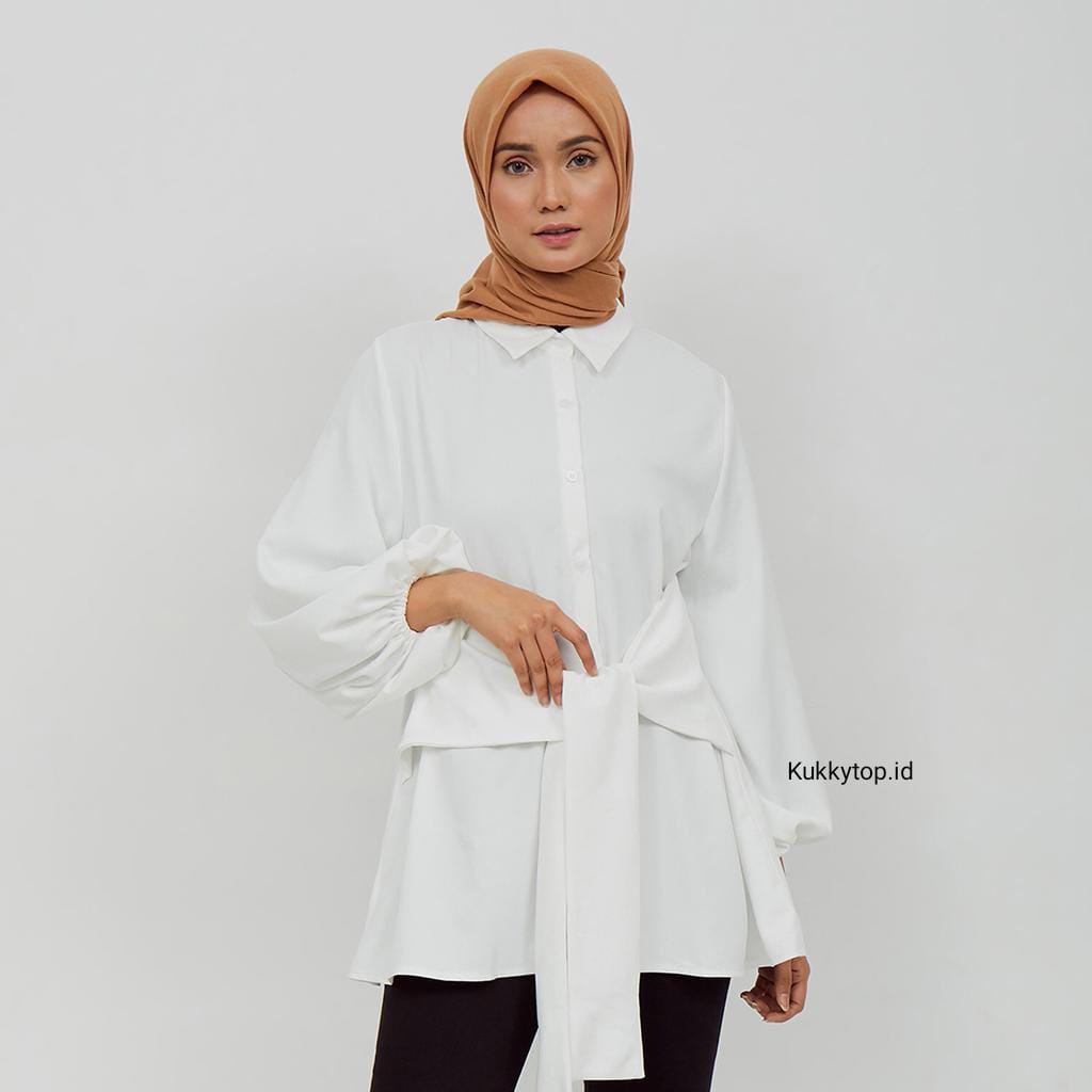 Jual Kukky Top Atasan Wanita Blouse Tangan Balon Muslim Wanita Korean ...