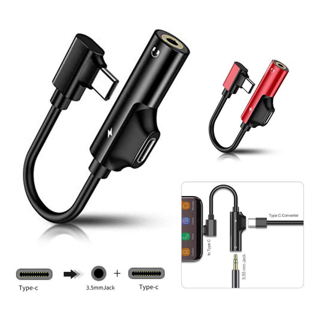 Jual Converter type c to audio jack 3.5 + type c charging port | Shopee ...