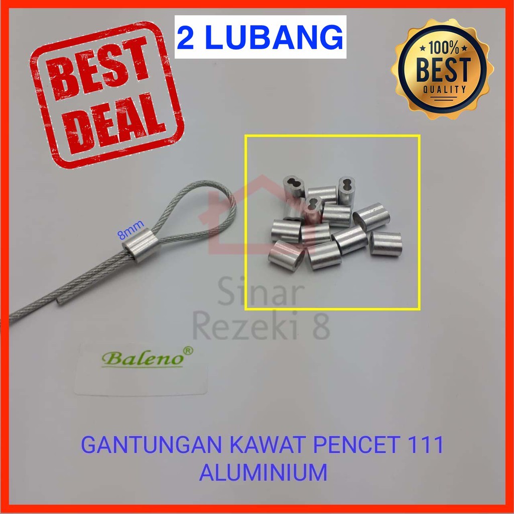 Jual Crimp Ferrule Aluminium 2 Lubang Pengait Kawat Sling Ferol Klem ...