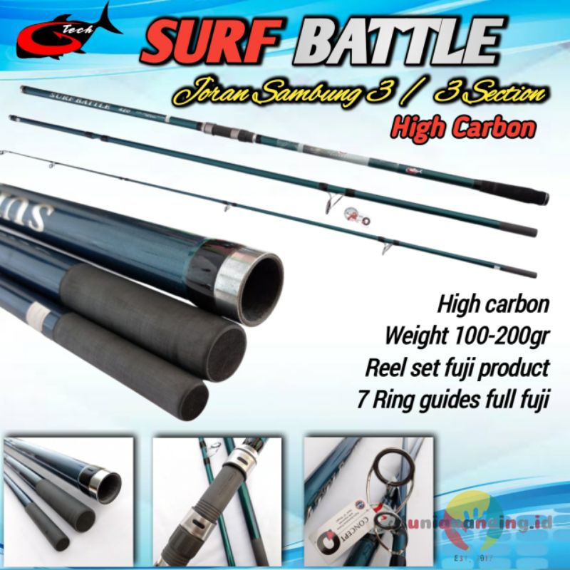 Jual Joran gtech surf battle 420 450 carbon joran sambung 3 untuk ...