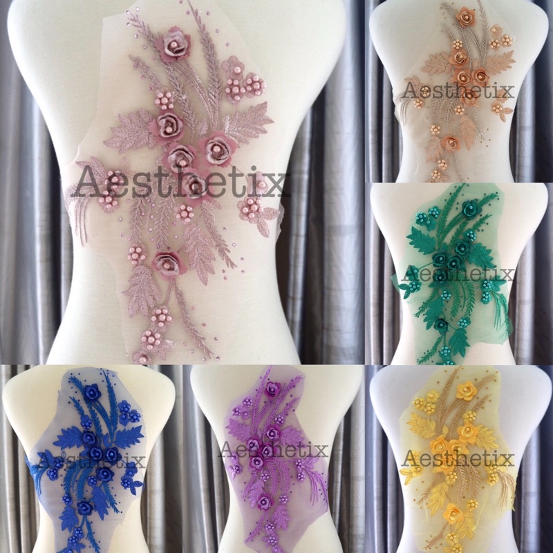 Jual WY011 Embroidery Bunga Patch Bordir Lace Bordir 3d Renda Tempelan ...